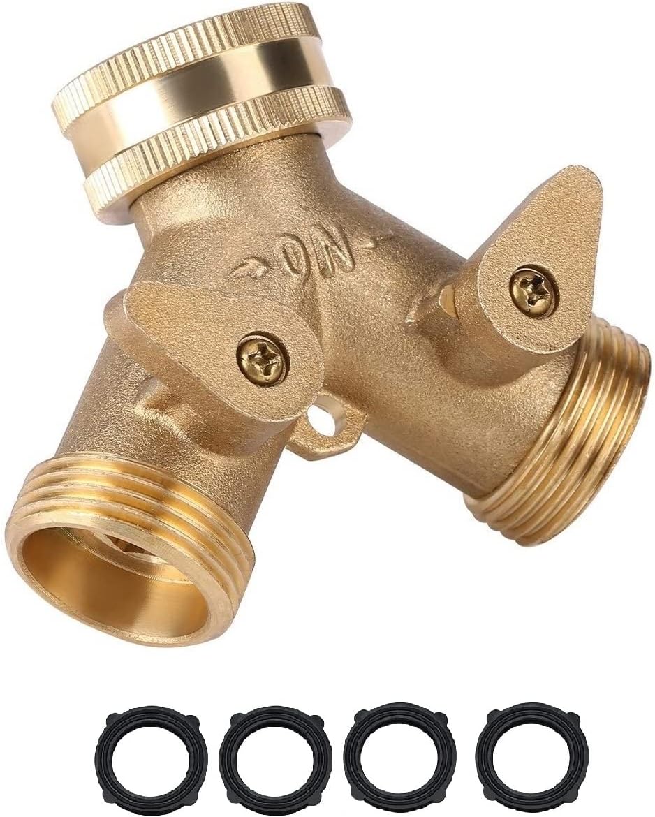 Garden Hose Splitter Heavy Duty Brass 2 Way, Brass Garden Hose ...