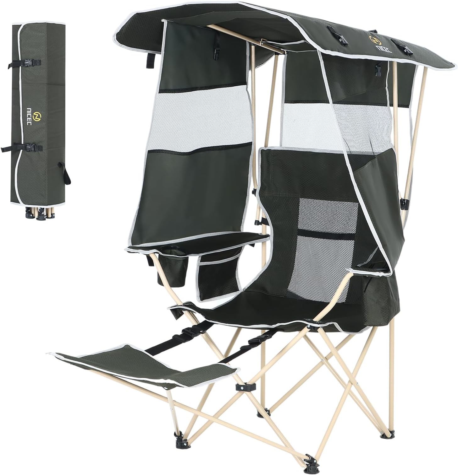Amazon.com: Navaris Foldable Beach Chair with Canopy Shade - Folding ...