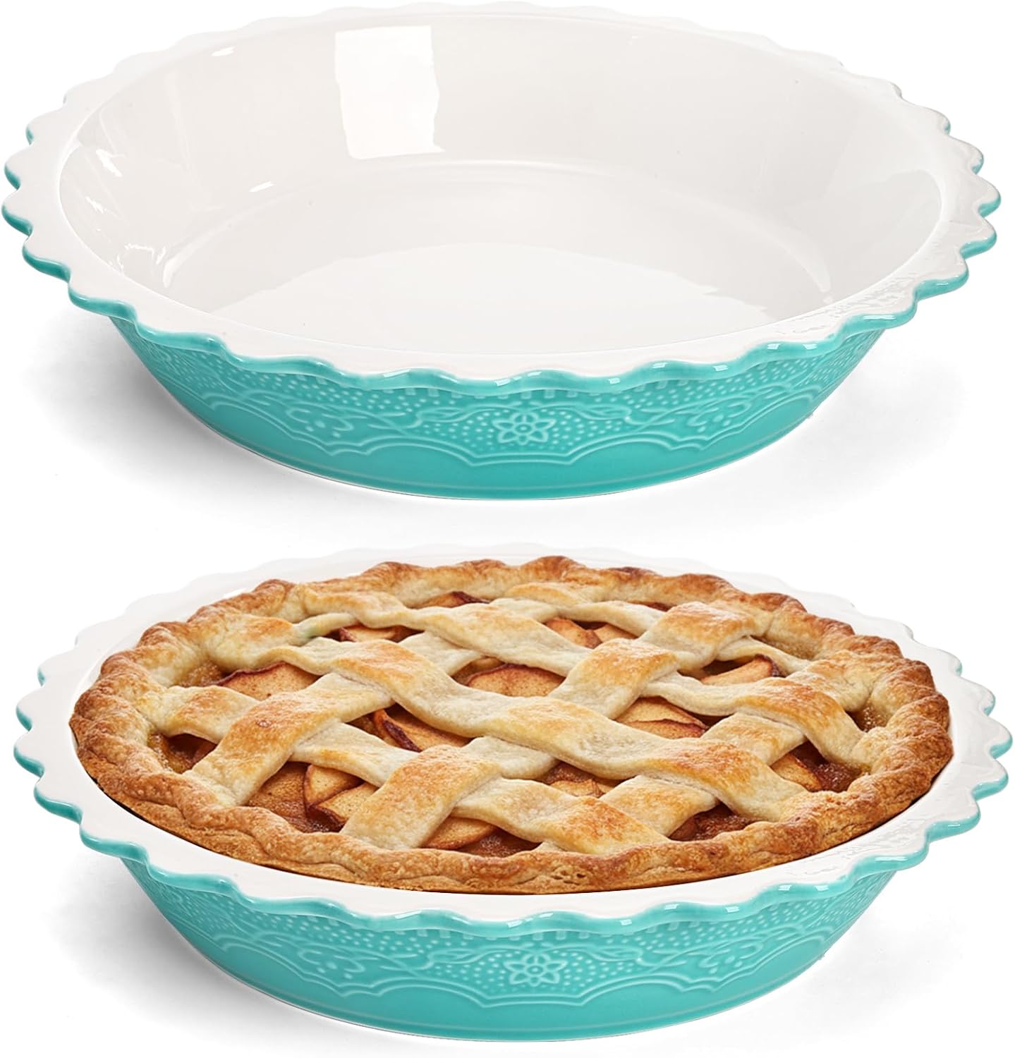 Amazon.com: Hacaroa 2 Pack 11 Inches Ceramic Pie Pans for Baking, 55 ...