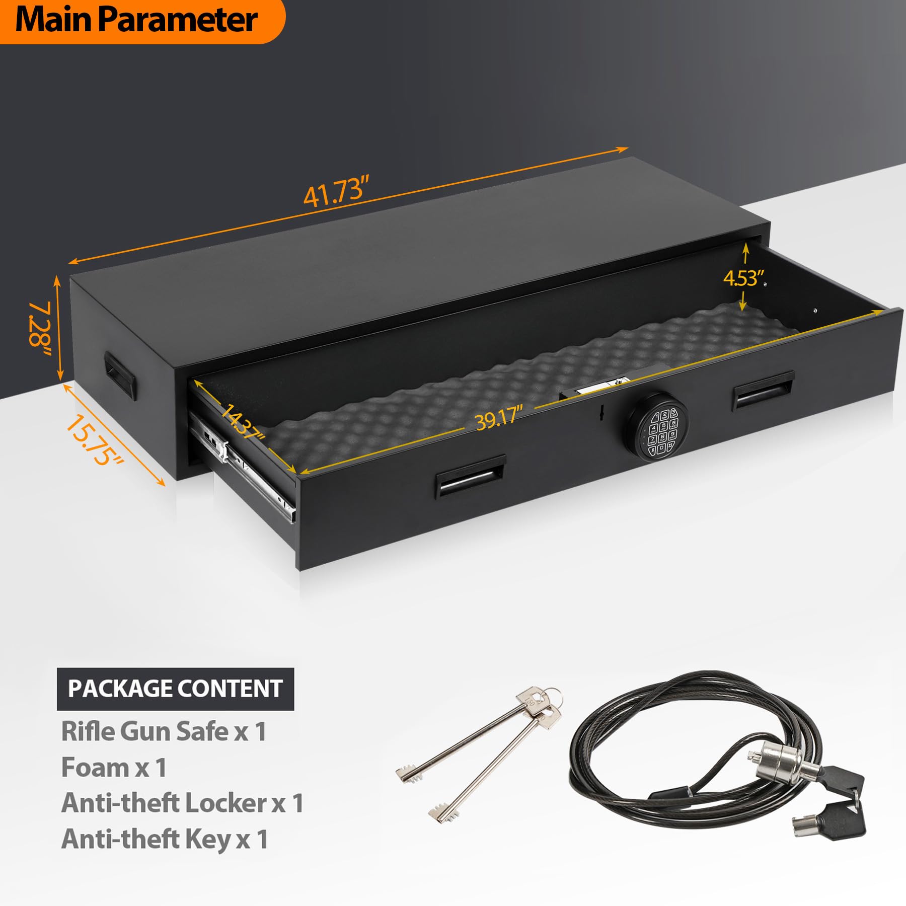 Toriexon Under Bed Safe, 42.5" x 18.5" Gun Storage Drawer, Under Bed ...