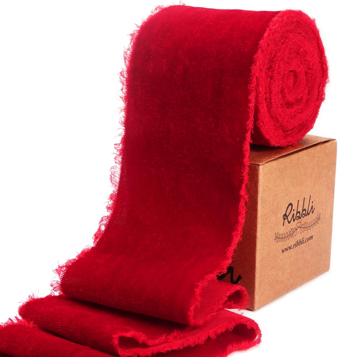 Amazon.com: Ribbli Red Velvet Ribbon 3 Inch Handmade Frayed Vintage ...