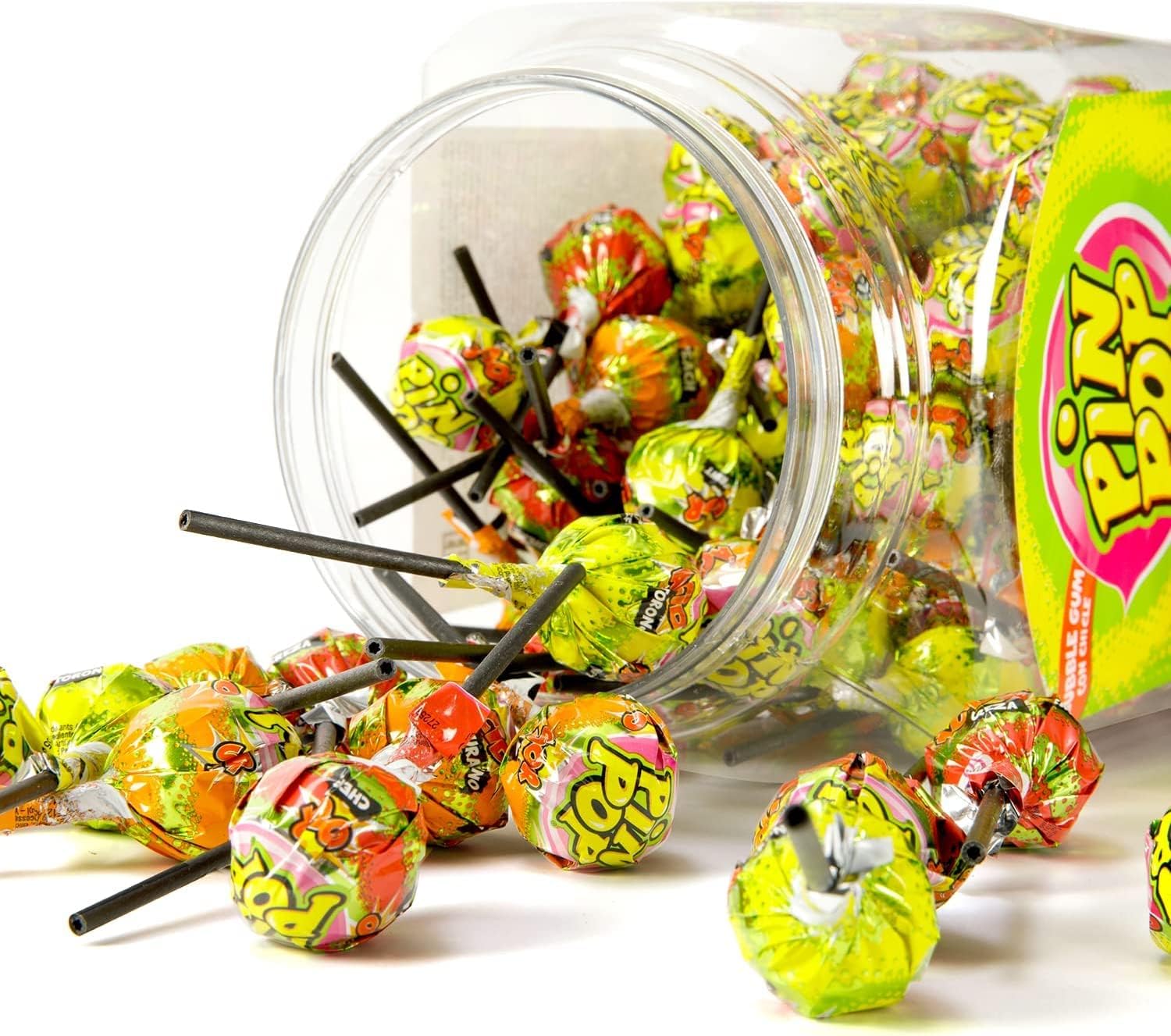 LOLLIPOPS BUBBLEGUM FILLED PIN POP SOUR MIX FLAVOURS LOLLIES KIDS PARTY ...