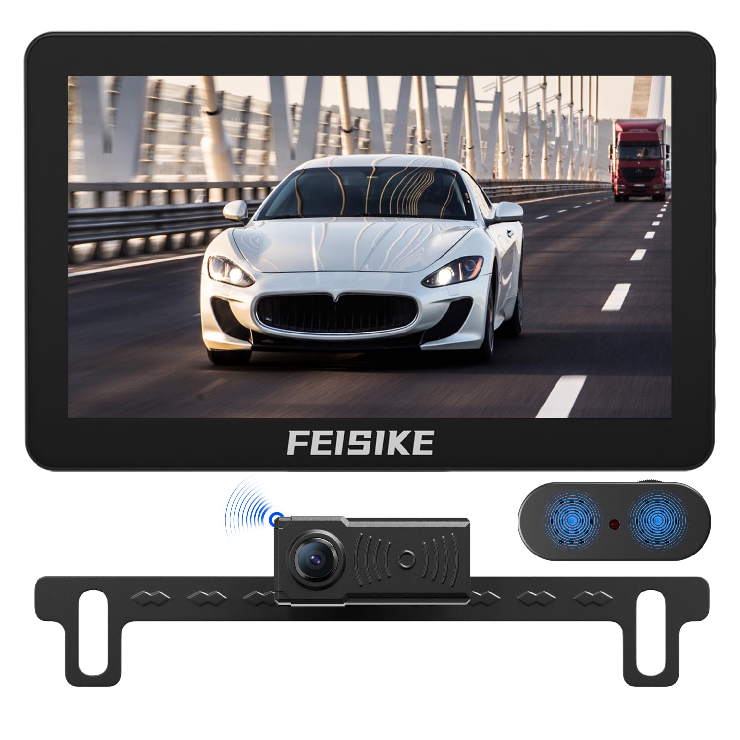 Amazon.com: FEISIKE Radar Backup Camera with Buzzer 7'' HD Monitor ...