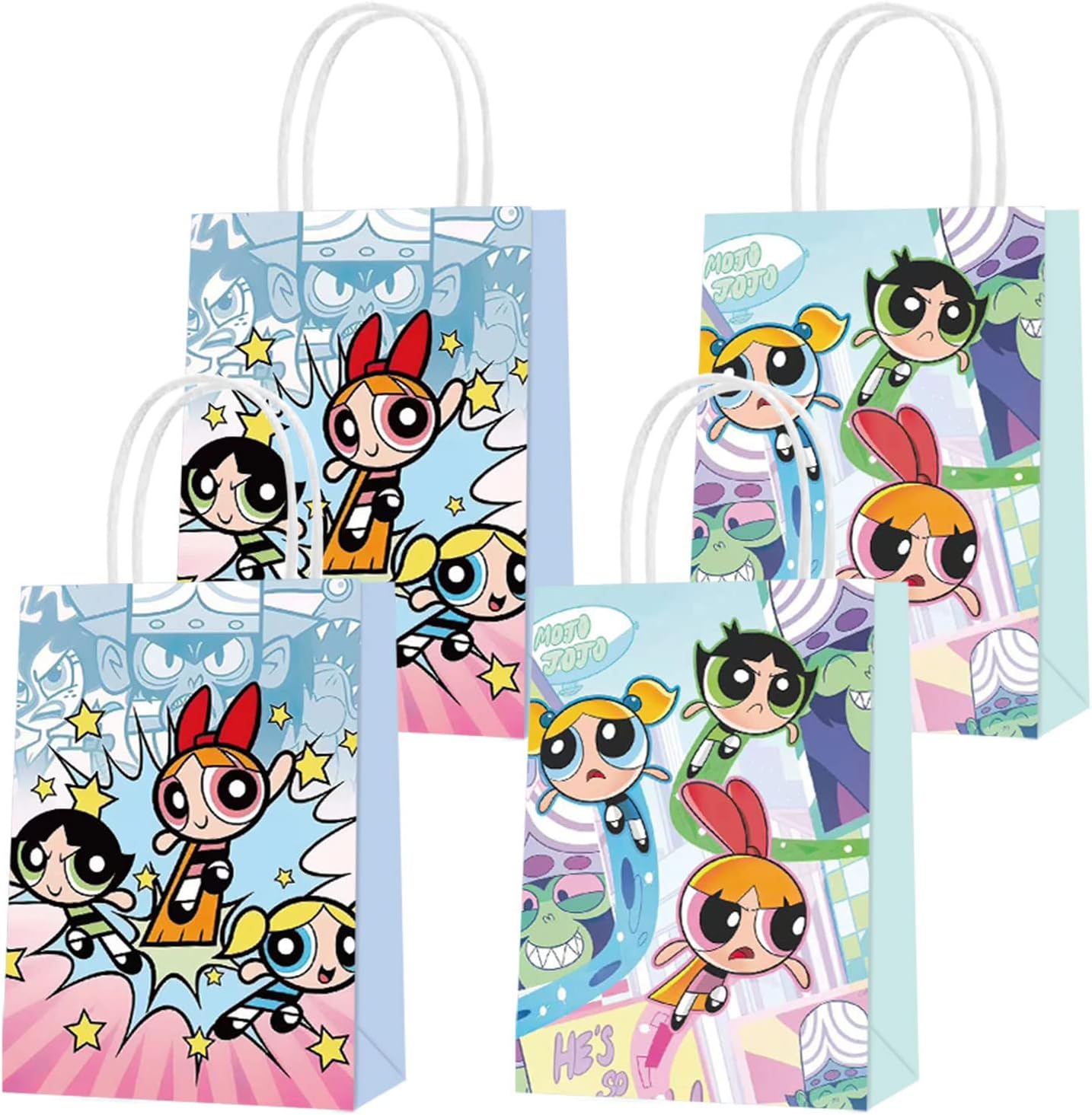 Amazon.com: 16 Pcs Powerpuff Girls Party Paper Gift Bags, 2 Styles ...