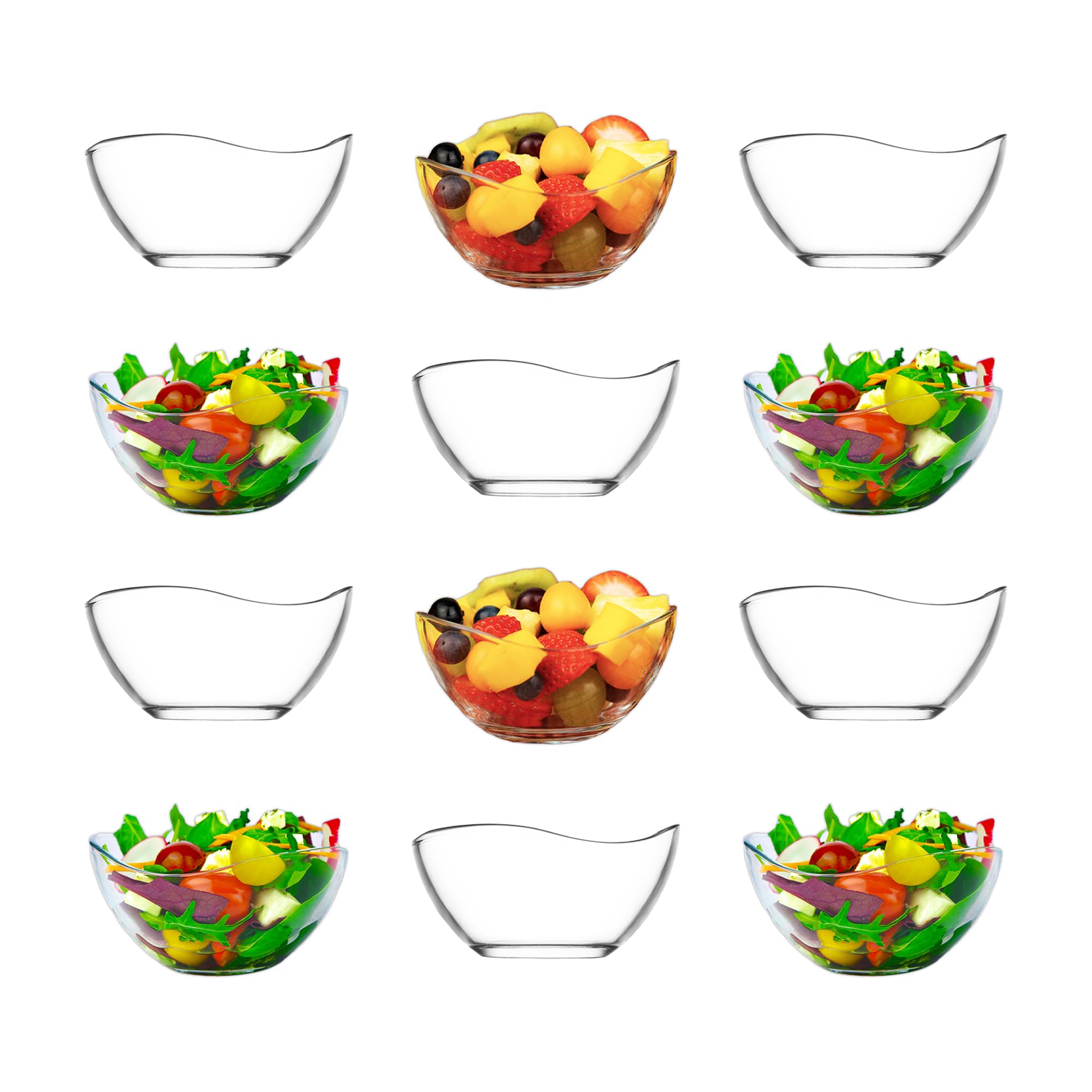 Nordic Schiller Glass Dessert Bowls Set of12, 310ml Lead Free Glass Ice ...