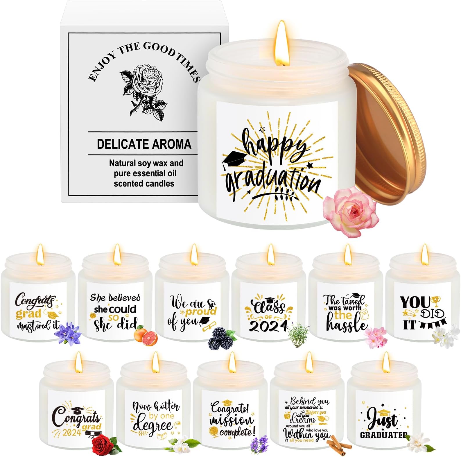 Amazon.com: Conelist 12 Pack Graduation Candles 3.5 oz Graduation Gifts ...