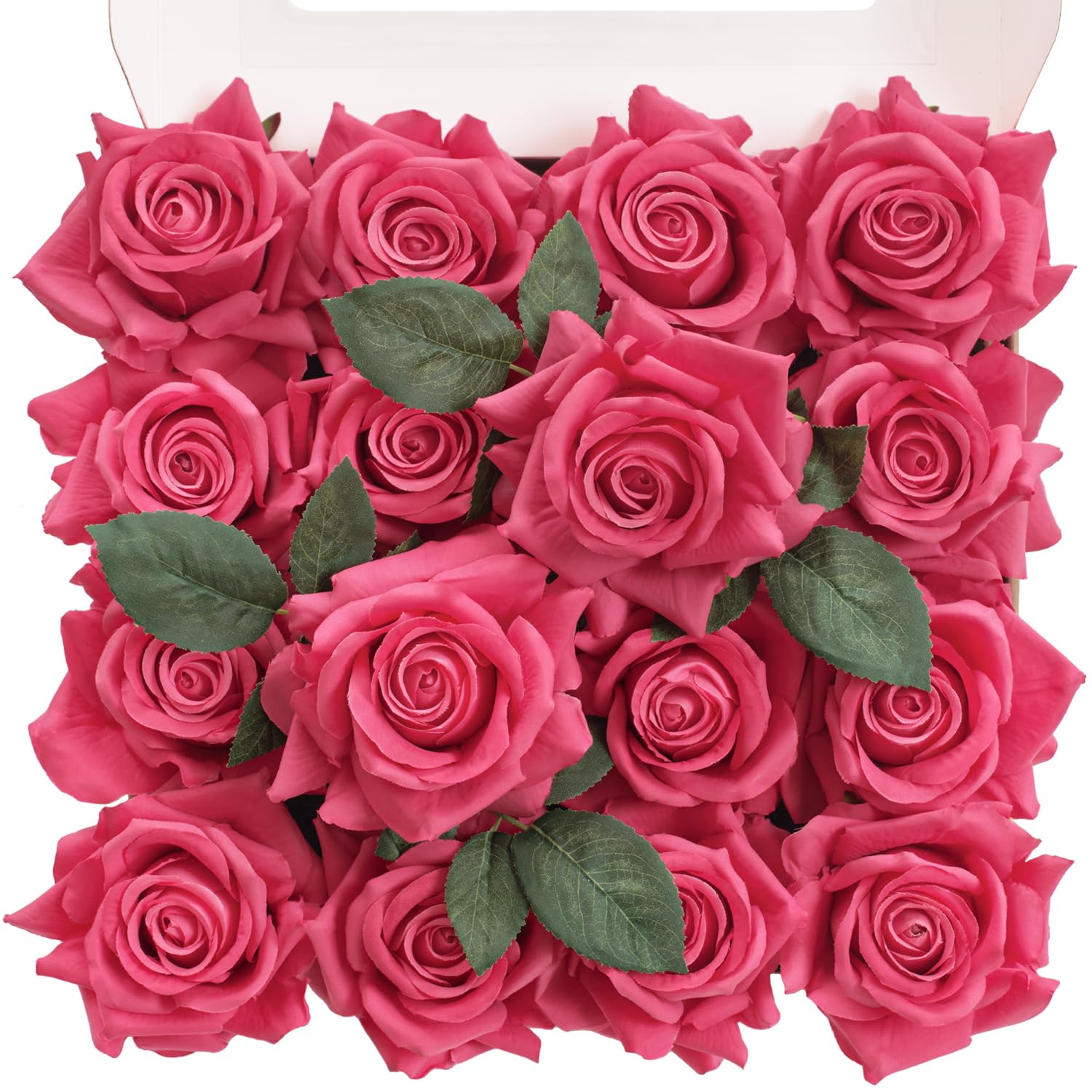 Amazon.com: TINGE TIME 16PCS Artificial Flowers Rose Box, Hot Pink Silk ...