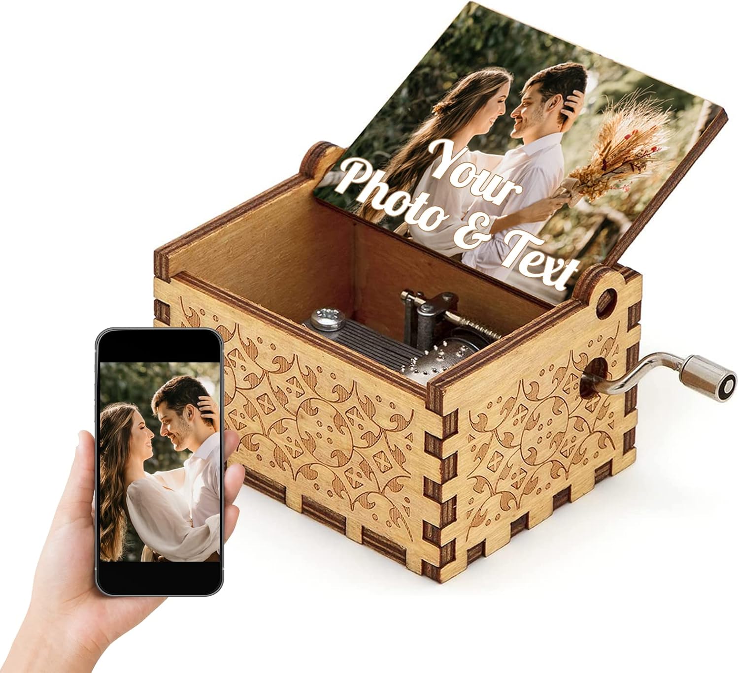 Amazon.com: Personalized Music Box Custom Gift with Your Photo Text ...