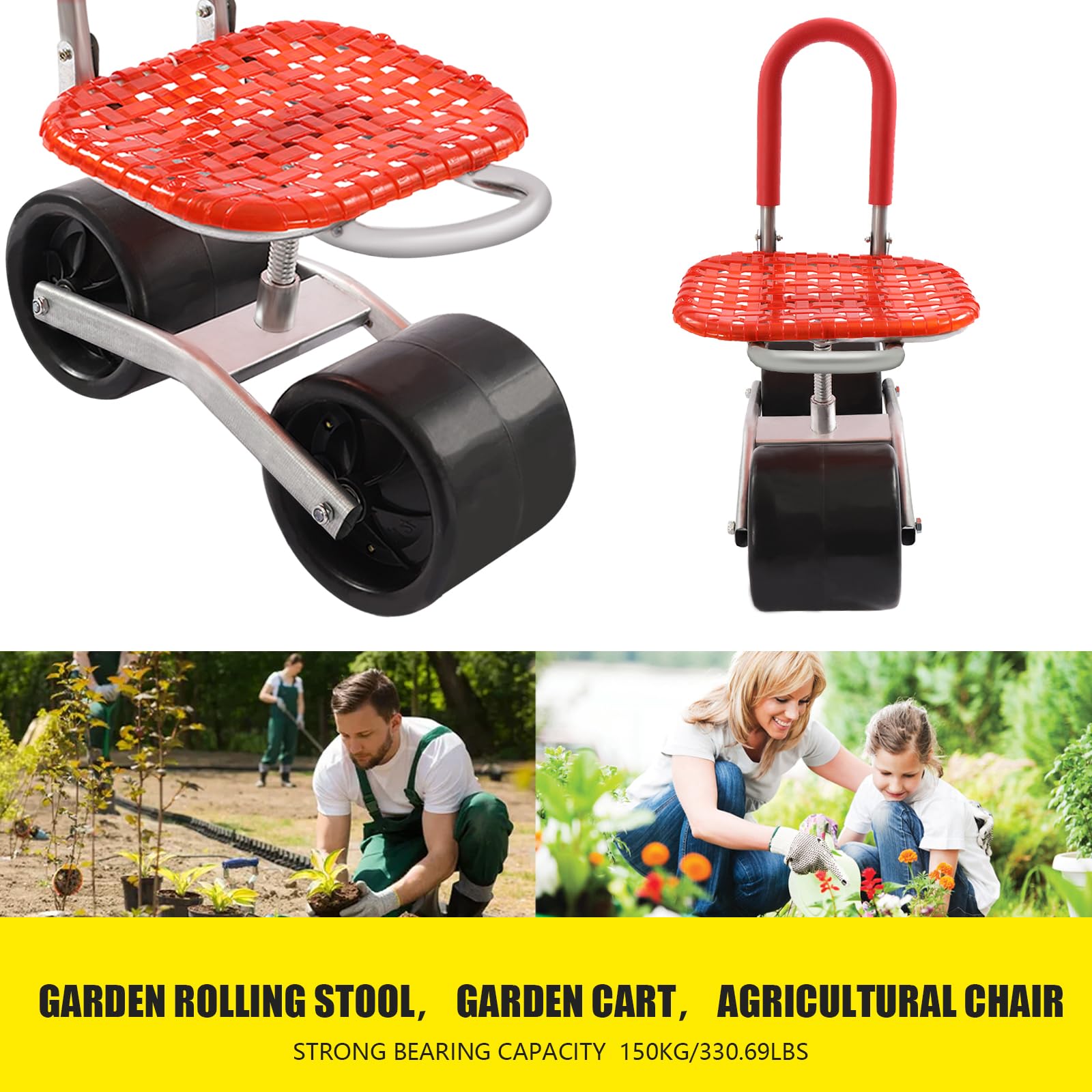 Rolling Work Seat On Wheels Garden Cart On Wheels Heavy Duty Rolling