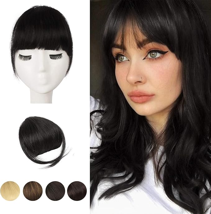 BARSDAR Clip in Fringe Human Hair 100% Real Hair Fringe Extensions Clip ...