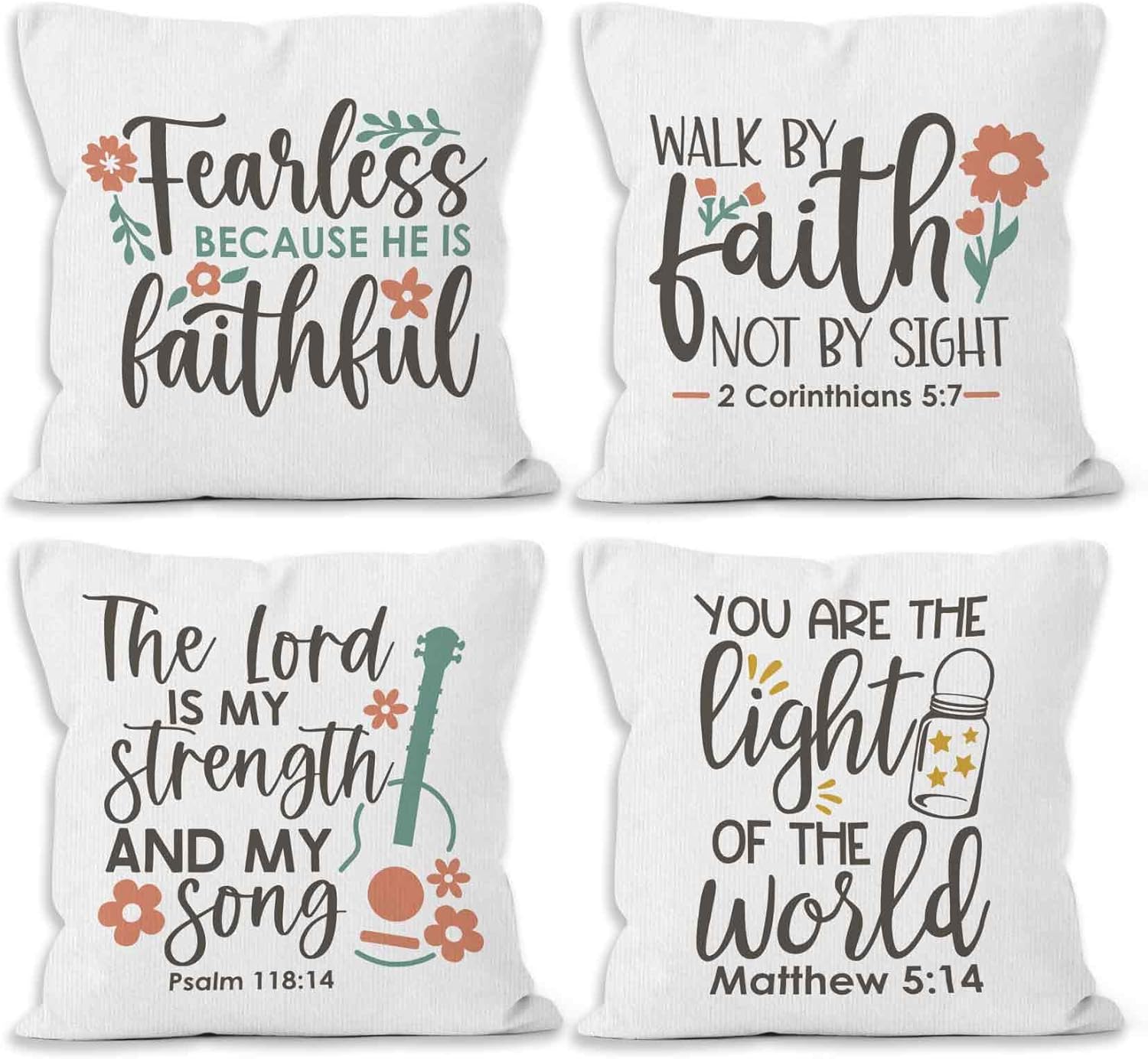 Amazon.com: MONALET Christian Throw Pillow Covers 18x18 Set of 4 ...