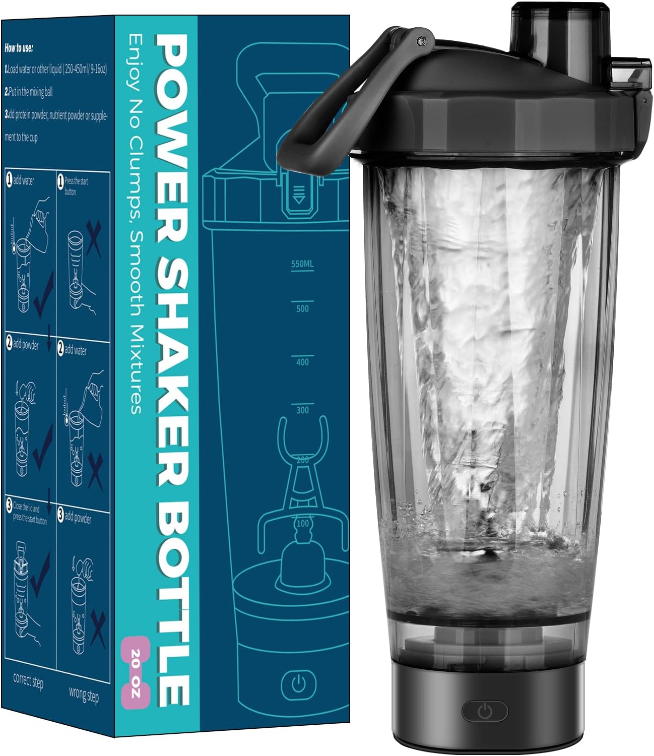 HIYAA Protein Shaker Bottle, USB C Rechargeable Electric Protein Shake ...