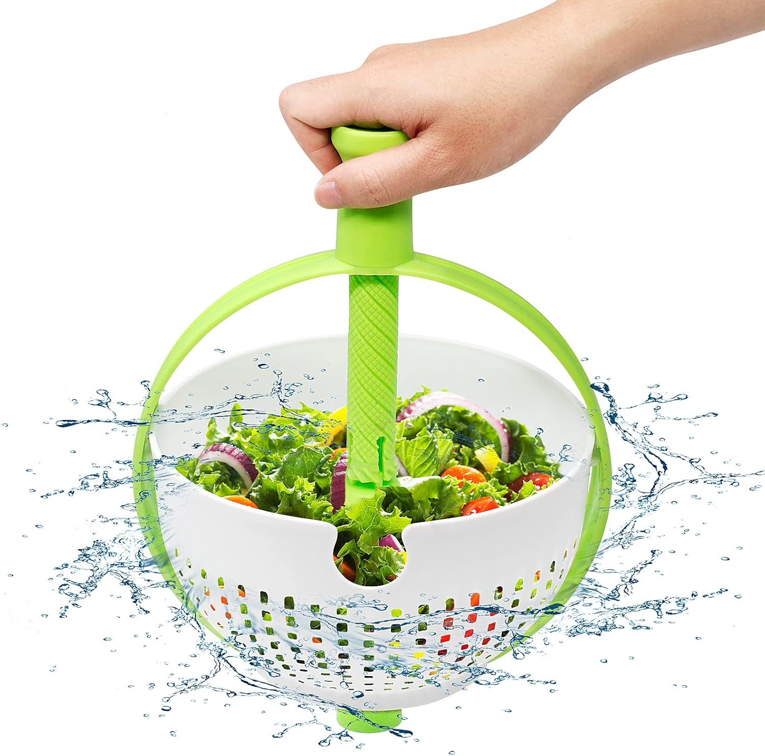 Small Salad Spinner, Quick and Easy Rotating Drain Basket, Vegetable ...