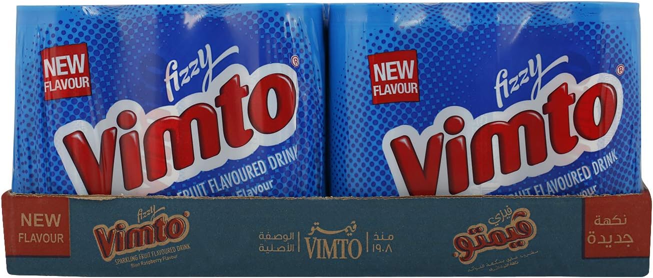 Vimto Fizzy Blue Raspberry Fruit Flavoured Sparkling Drink 250ml Can x ...