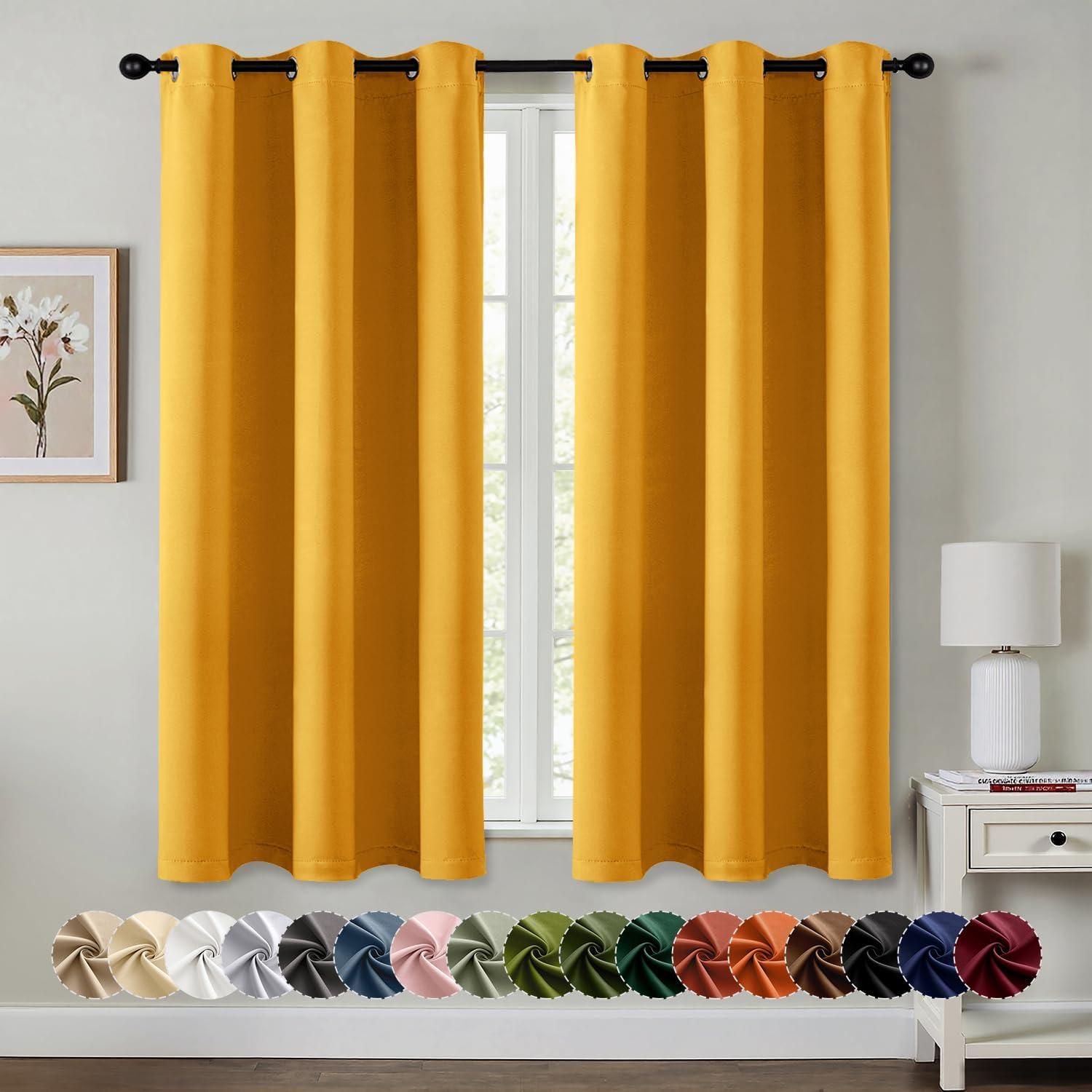 Amazon.com: MIULEE Yellow Blackout Curtains for Bedroom Living Room 63 ...