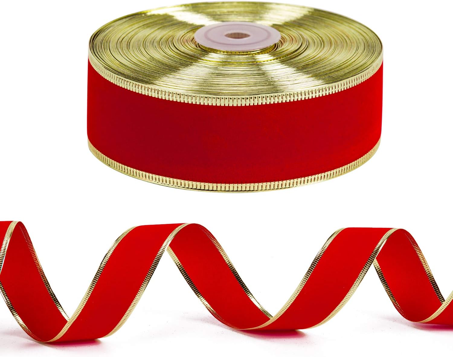 Amazon.com: Ribbli Red Satin Ribbon with Gold Edge,Double Faced Satin 5 ...