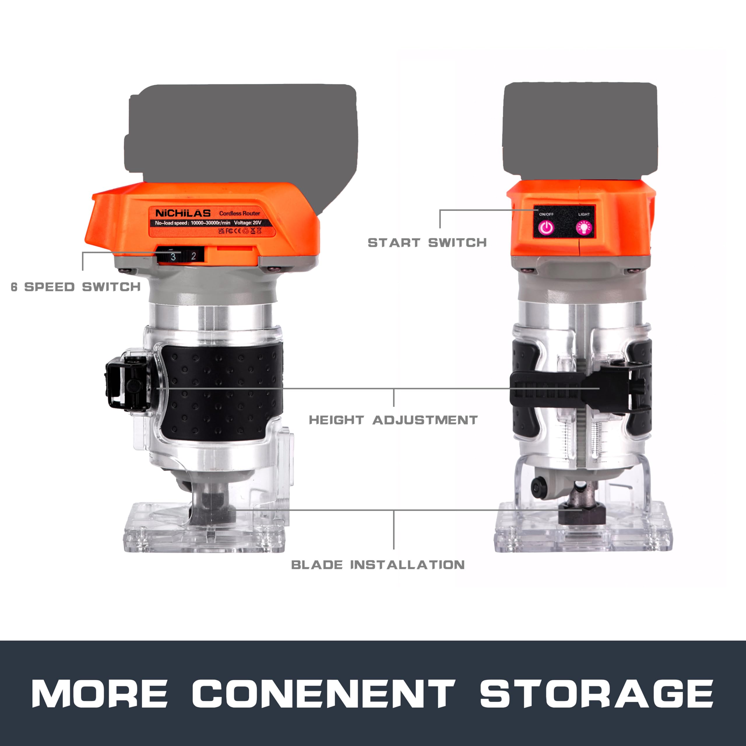 Snapklik.com : Nichilas Cordless Trimmer Router, Brushless Hand Edge ...