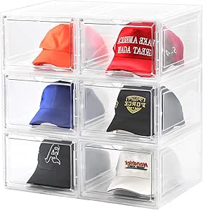 Amazon.com - beehomay Hat Organizer Box,Stackable Clear Baseball Caps ...