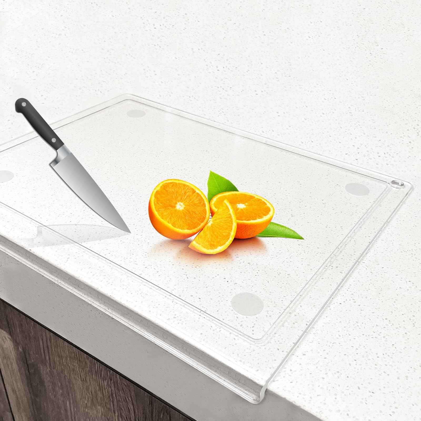 Amazon.com: Daily Treasures 17"x13" Acrylic Cutting Board with Juice ...