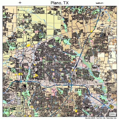 Large Street & Road Map of Plano, Texas TX - Printed poster size wall ...