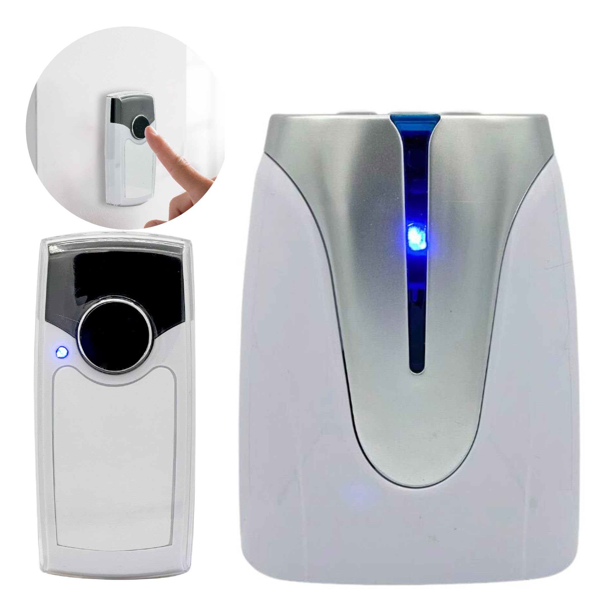 Amazon.co.jp: 【国内ブランド】CYBERO Silver シルバー ワイヤレスチャイム インターホン 呼び出しチャイム セット ...