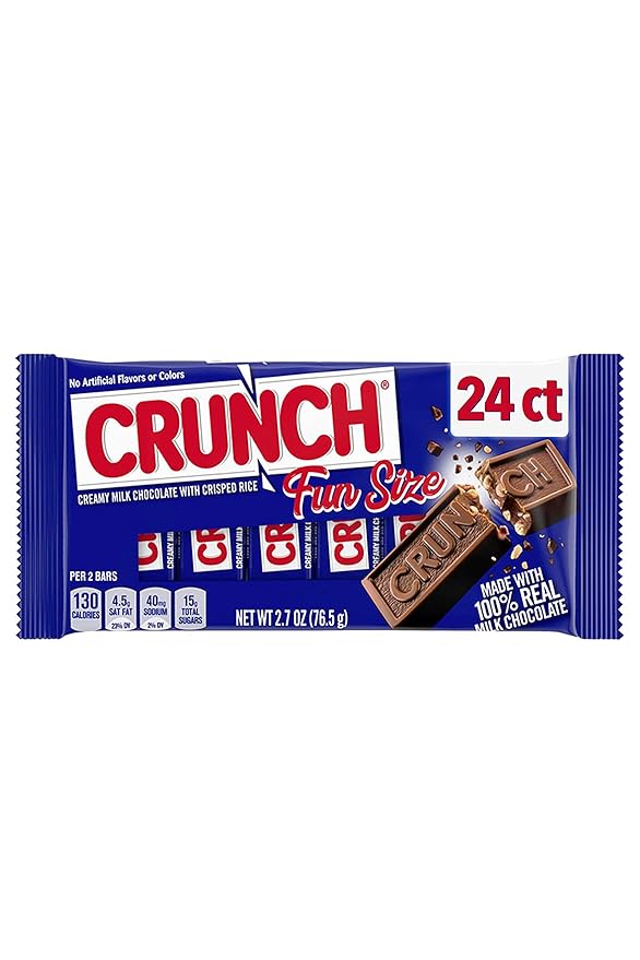 Amazon.com : Crunch 100% Milk Chocolate Fun Size Candy Bars, Perfect ...