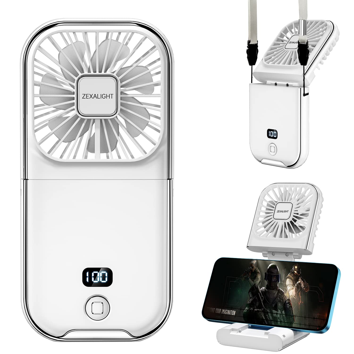 Amazon.com: ZEXALIGHT Upgraded 5-in-1 Portable Handheld Fan, Necklace ...