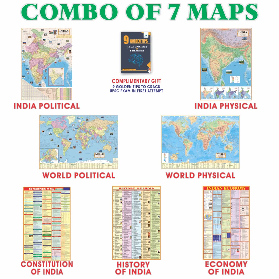 Set Of 7 Maps India And World Map Both Political | Desertcart Cyprus
