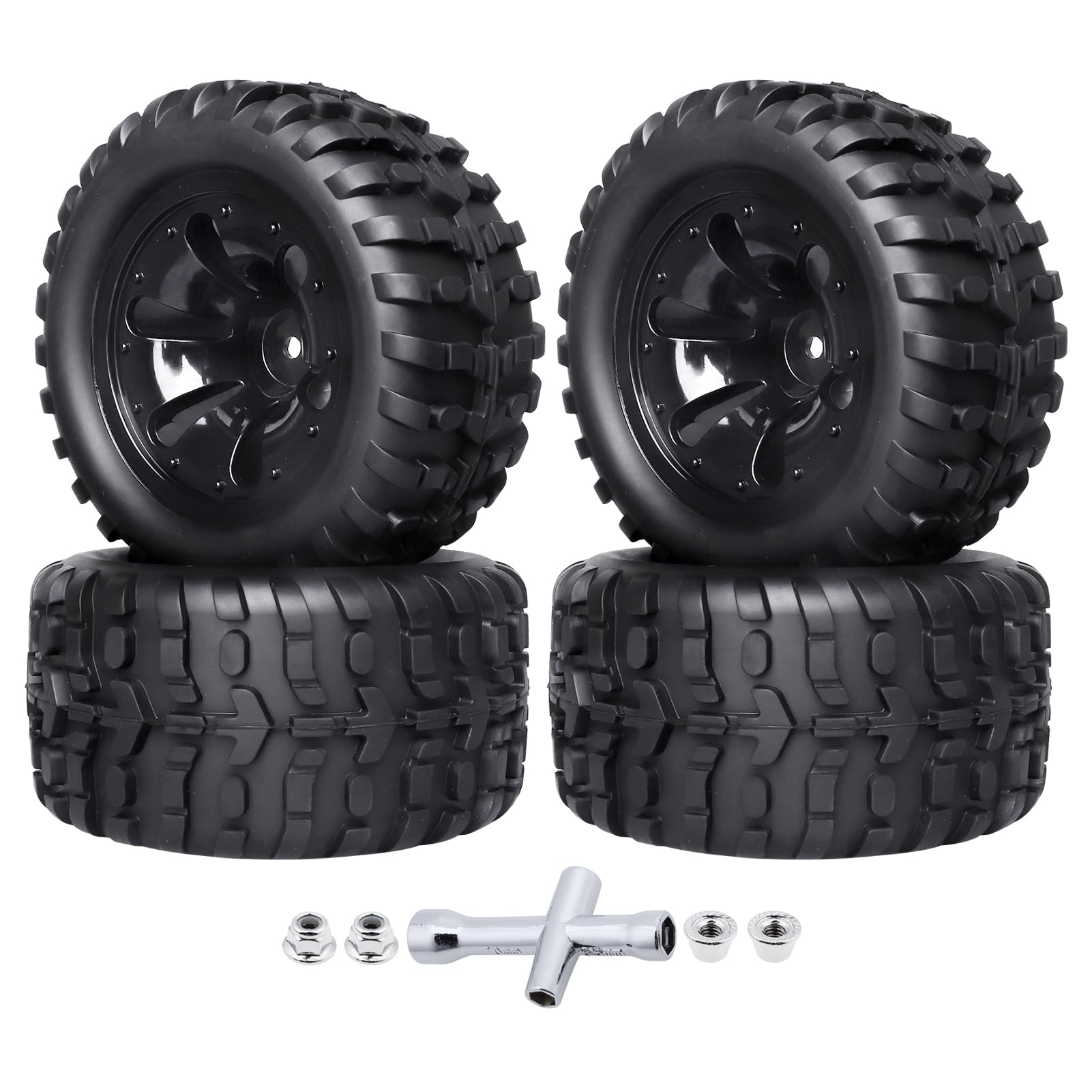 12mm Hex Wheels HobbyPark Pre-Glued RC Monster Truck Tires & Wheels ...
