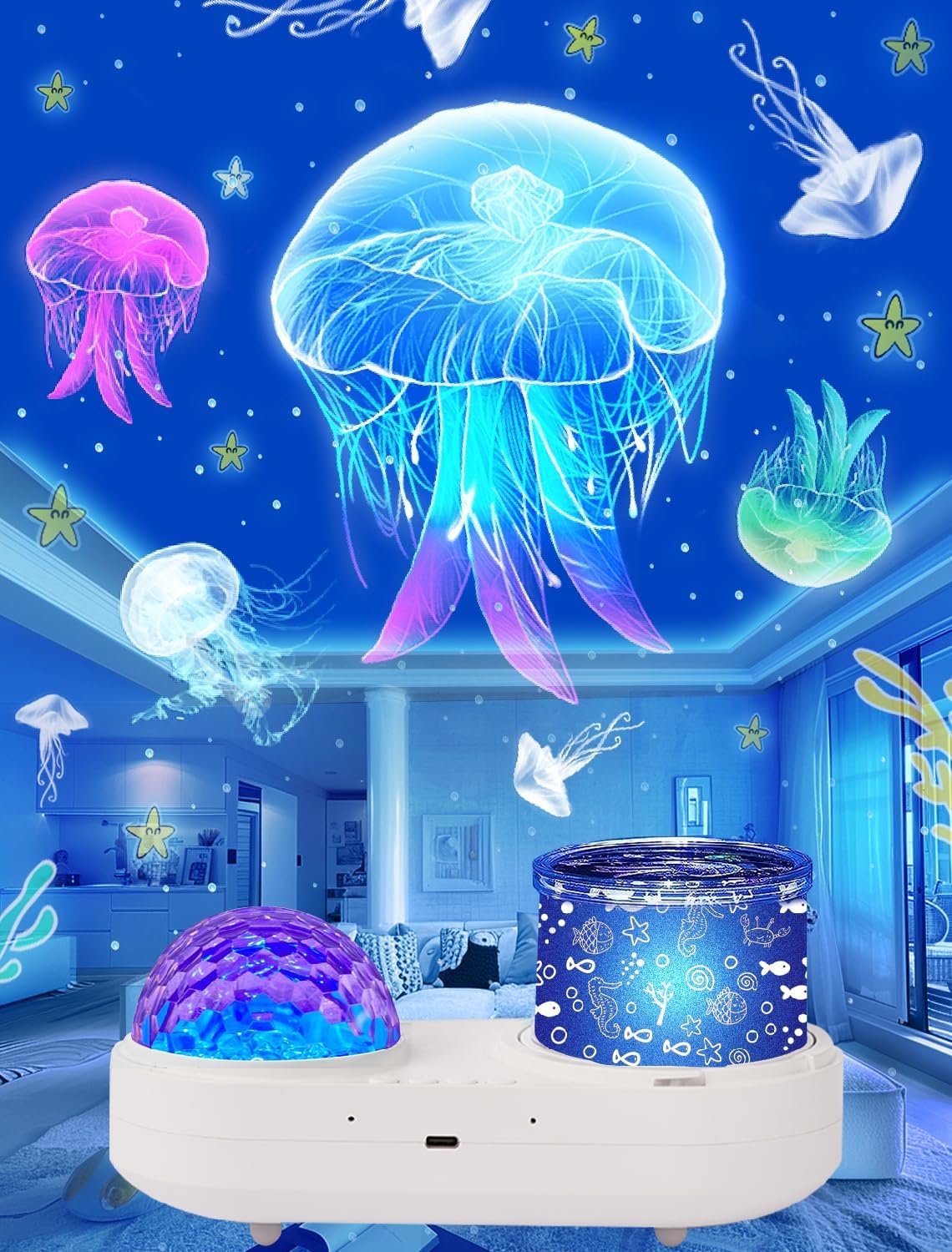Ocean Wave Projector Night Light for Kids Bedroom - 10 Color Ocean ...