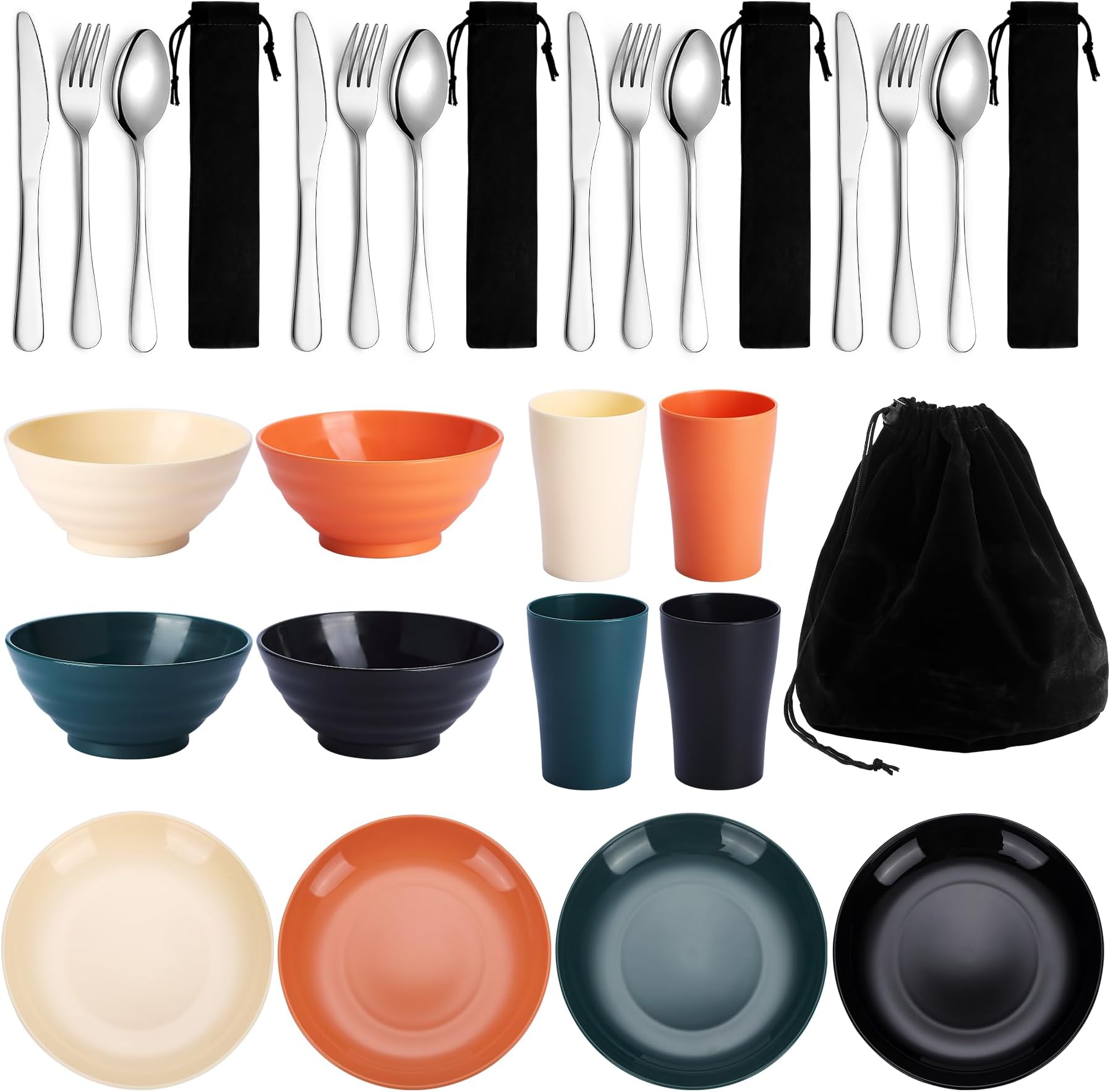 Amazon.com: Kyraton Camping Utensils, Portable Travel Silverware Set ...