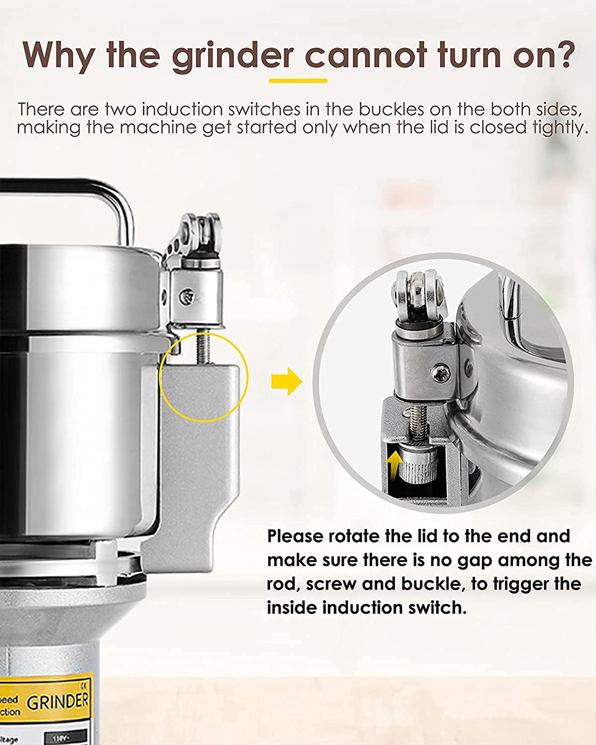 CGOLDENWALL 300g High-Speed Electric Grain Grinder Mill Stainless Steel ...