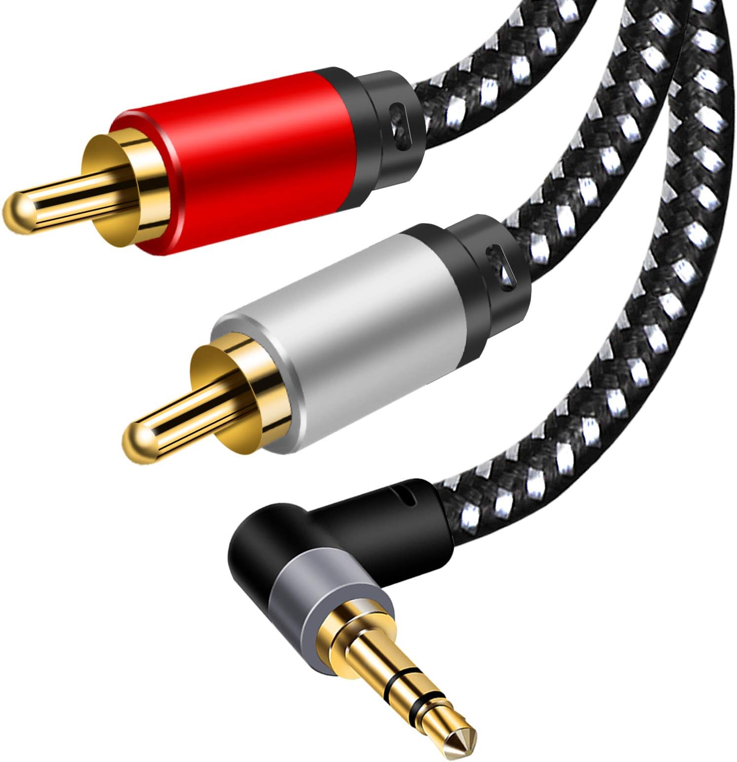 Amazon.com: 3.5mm Aux Cables, 90° RCA Audio Cable, 3.5mm to 2-Male RCA Stereo Splitter Cable 1/8 ...