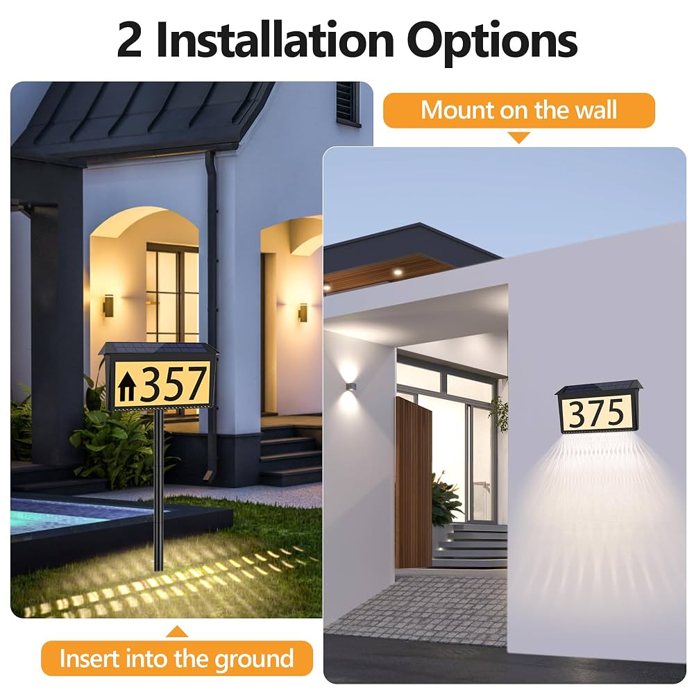 Led House Numbers Custom Solar Powered - Illuminated Address Signs With ...