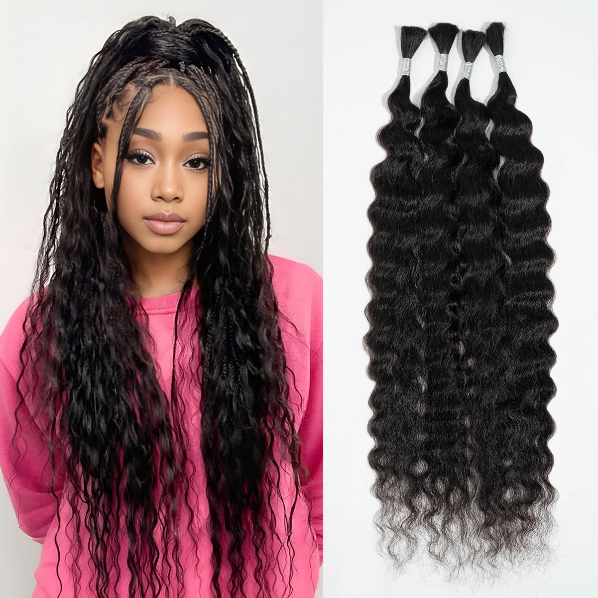 Amazon.com : Rebecca Fashion Human Braiding Hair for Boho Braids Super ...