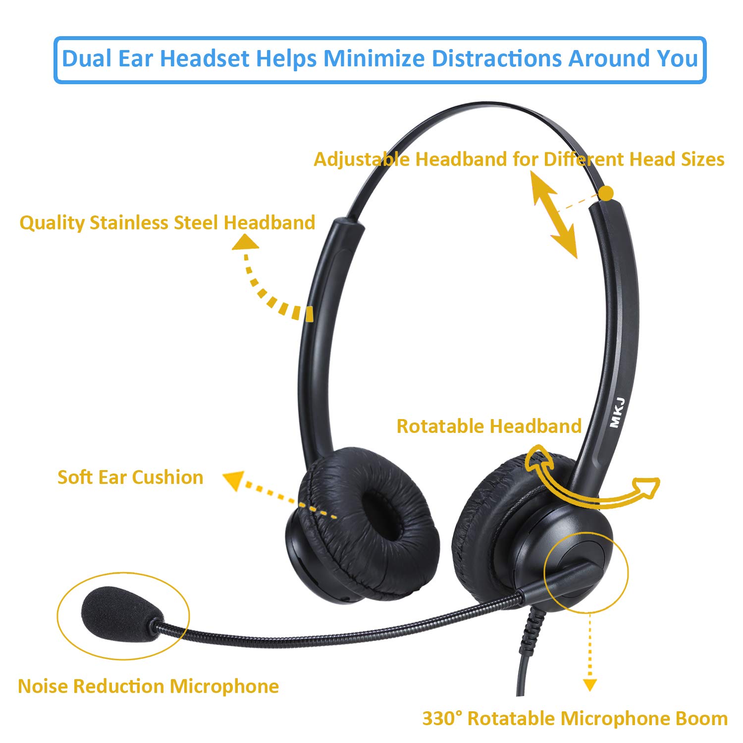 Amazon.com: Cisco Headset for Office Phones Dual Ear Landline Headset ...