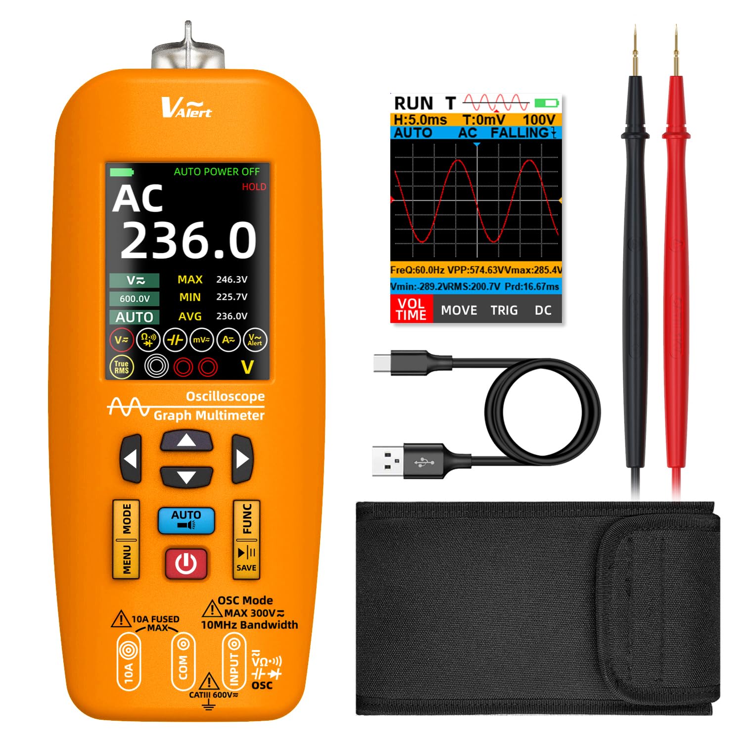 MAXRIENY Handheld Digital Oscilloscope Multimeter Automotive Waveform ...