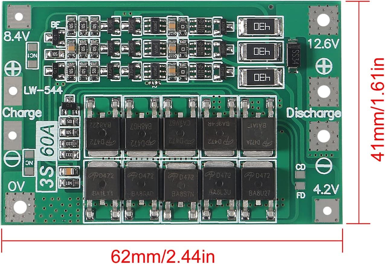 Snapklik.com : QCCAN 4PCS 3S 60A 12.6V 18650 Charger PCB BMS Protection ...