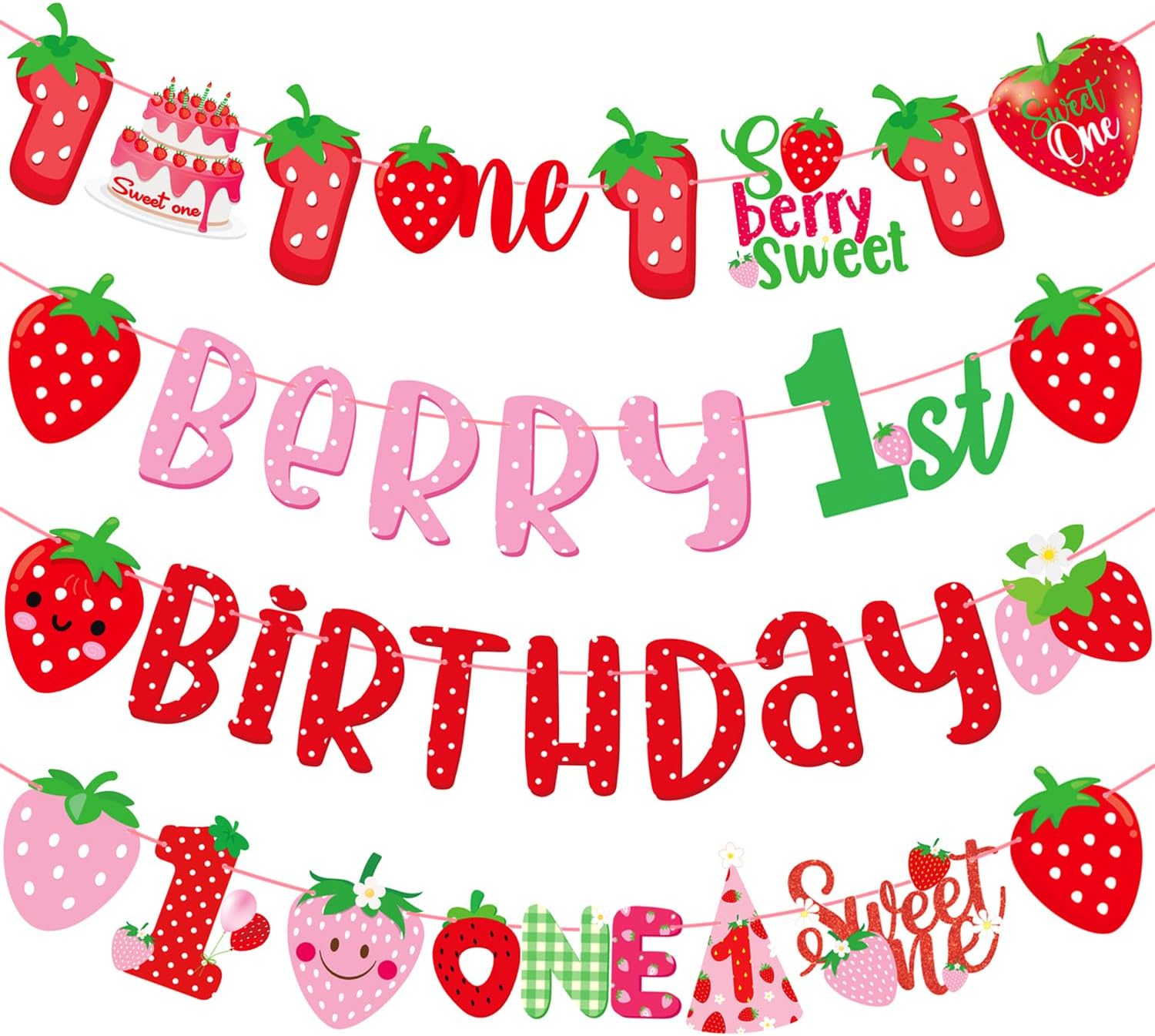Amazon.com: Strawberry one High Chair Banner - Strawberry 1st/First ...