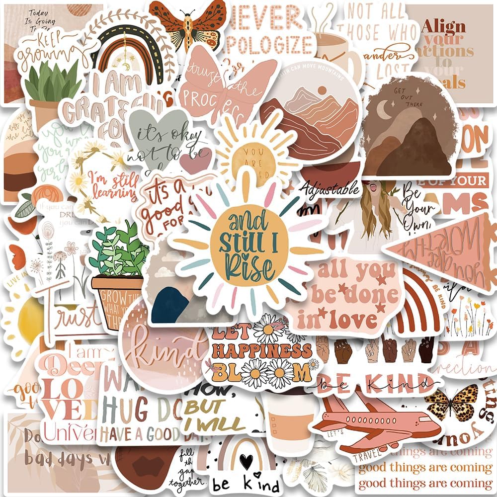 Amazon.com: 50PCS Aesthetic Boho Stickers, Encourage Motivate Inspiring ...