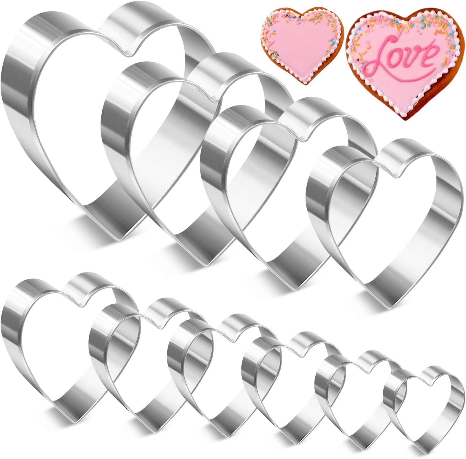 Amazon.com: FAZHBARY 6 Counts Heart Cookie Cutter Set Small Metal ...