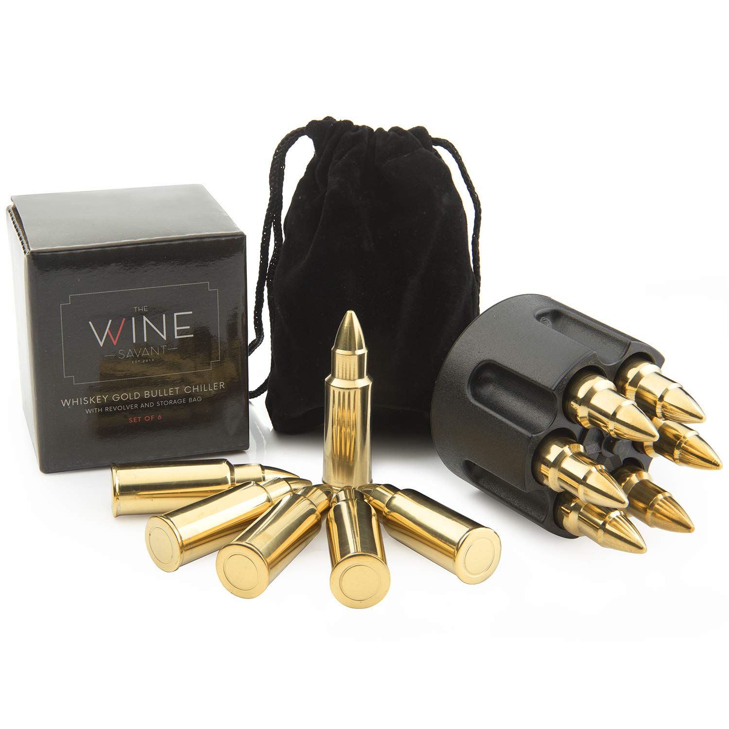Buy Whiskey Stones Bullets Stainless Steel with Wooden Gift Box - 1 ...