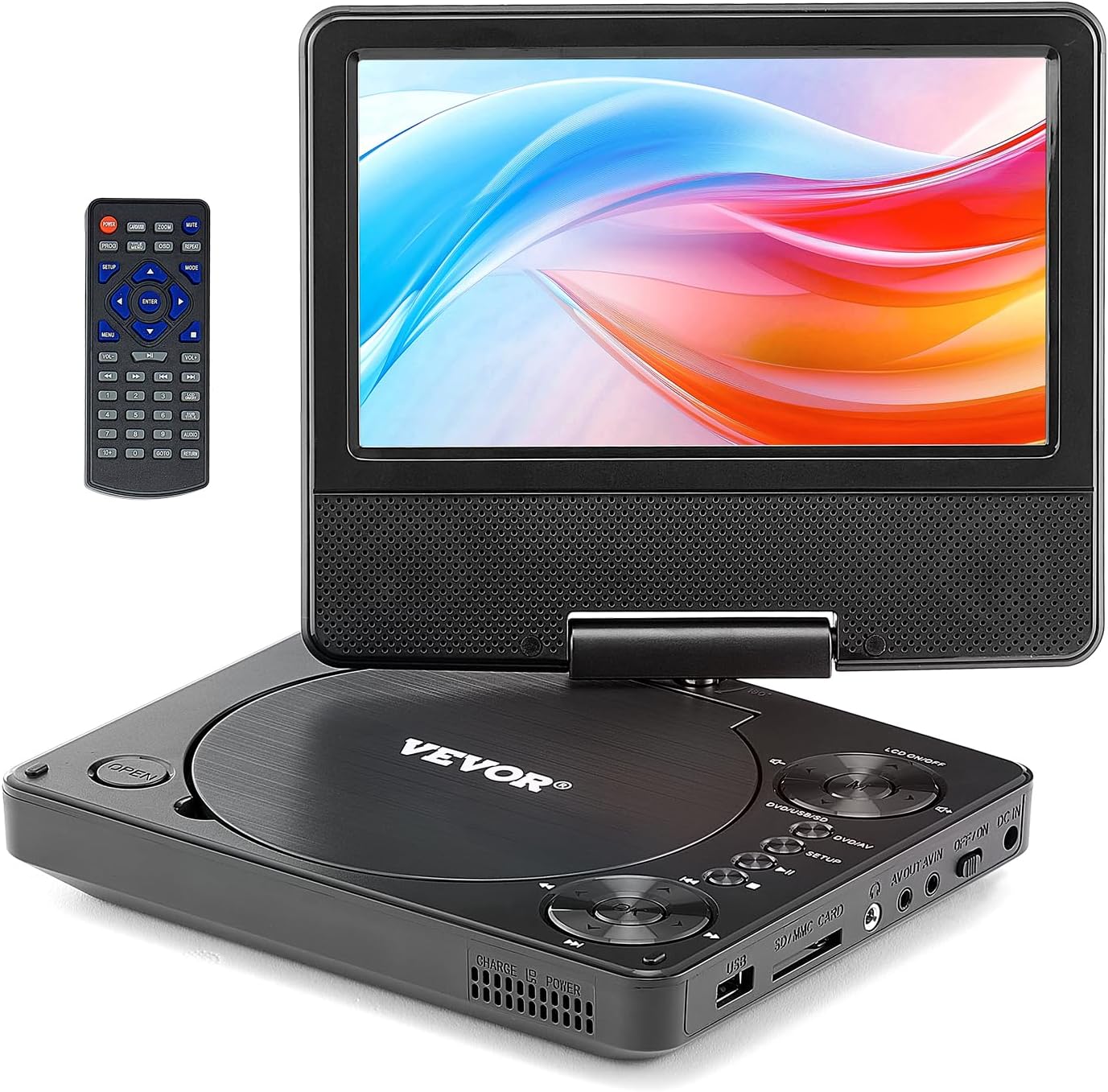 VEVOR Portable DVD Player, 7 inch HD Swivel Display Screen, 4 Hours ...
