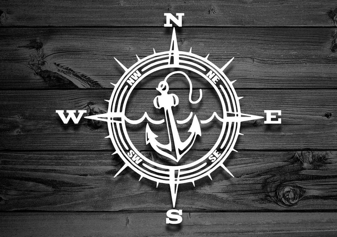Amazon.com - Anchor Compass Vinyl Sticker Decal Cars Trucks Vans Walls ...