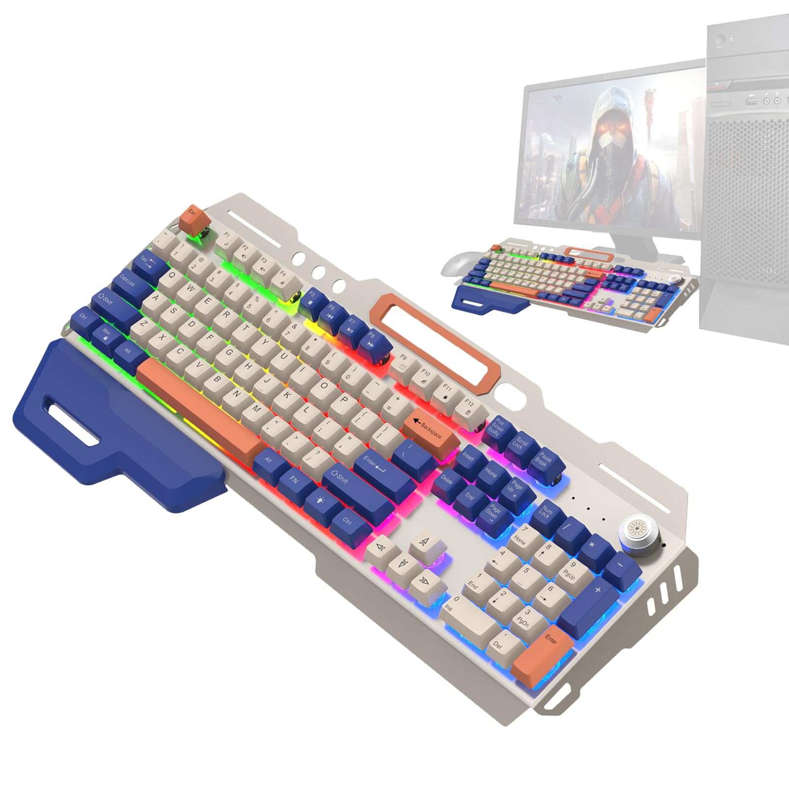 Buy Luminous Keyboards, 104 Keys Mechanical Feel Keyboard, RBG Light Up ...