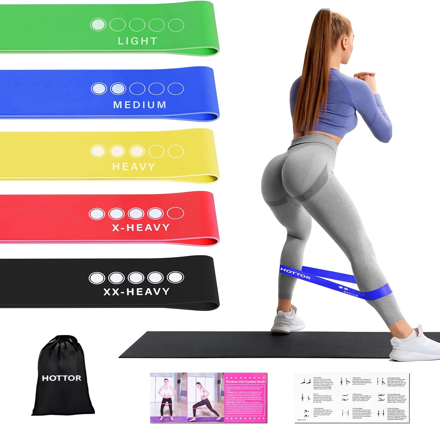 Resistance Bands for Exercise,Exercise Bands for Working Out,Pack of 5 ...