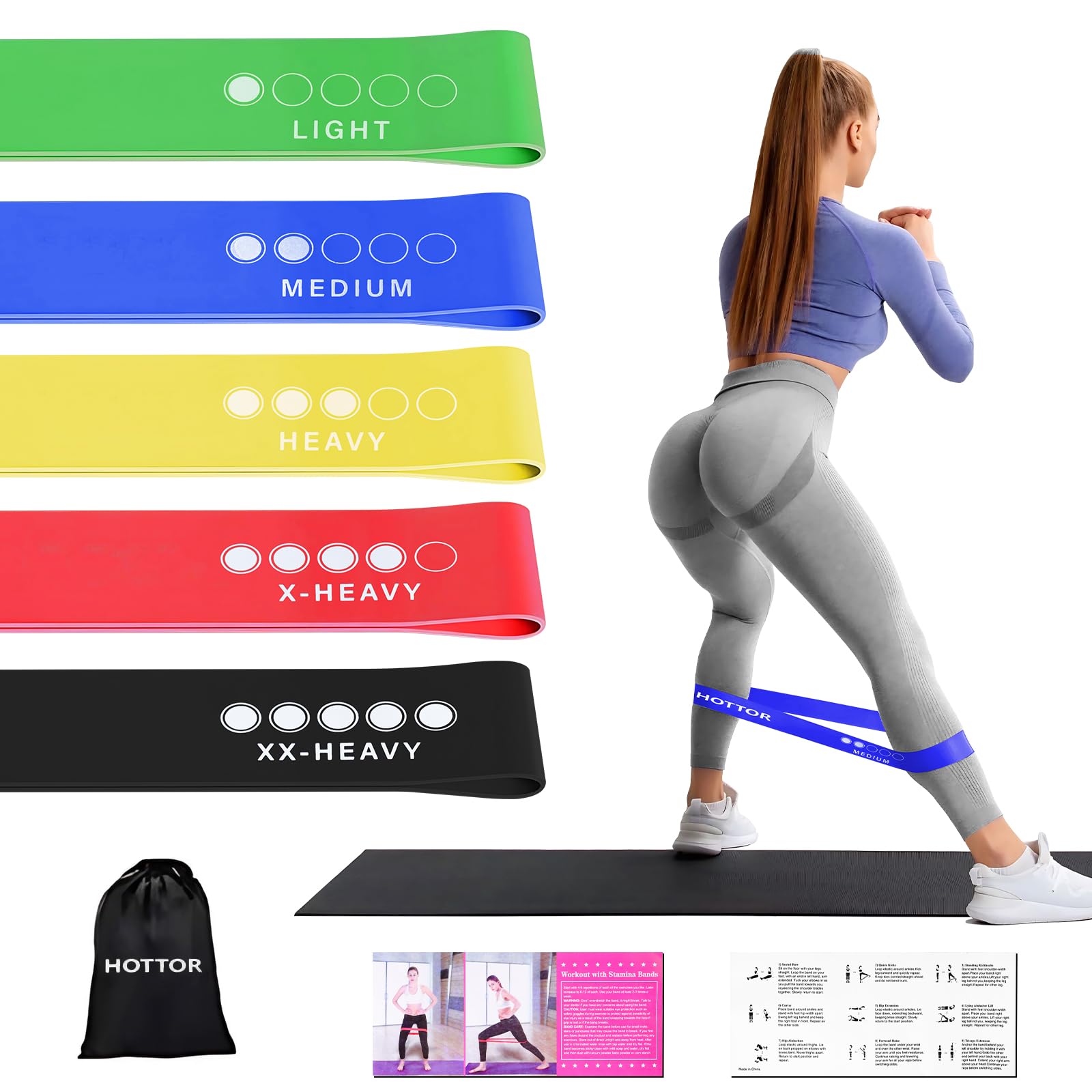 Resistance Bands for Exercise,Exercise Bands for Working Out,Pack of 5 ...