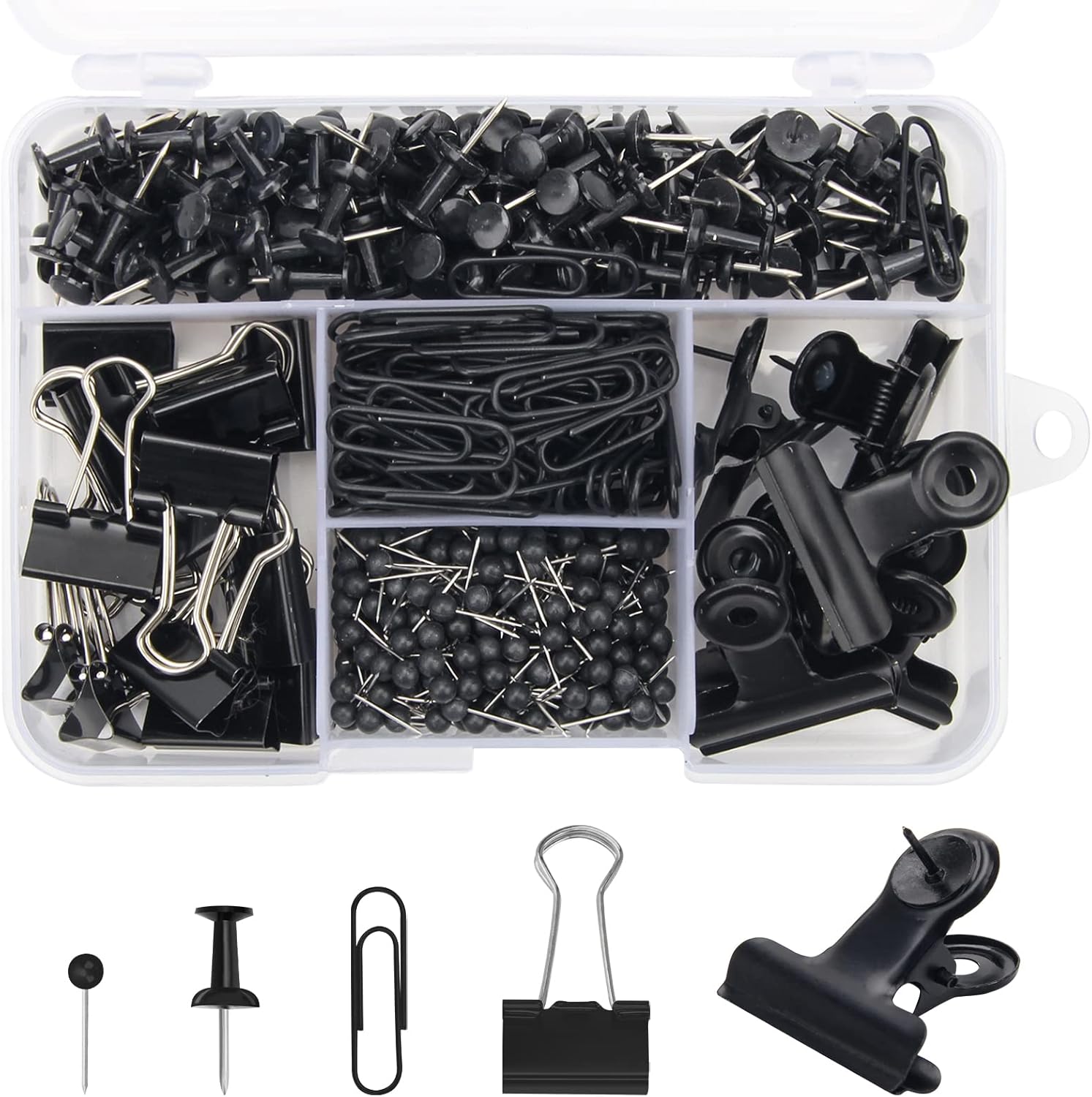 Amazon.com : Coitak Push Pins Set, 500 PCS Push Pins Binder Clips Paper ...