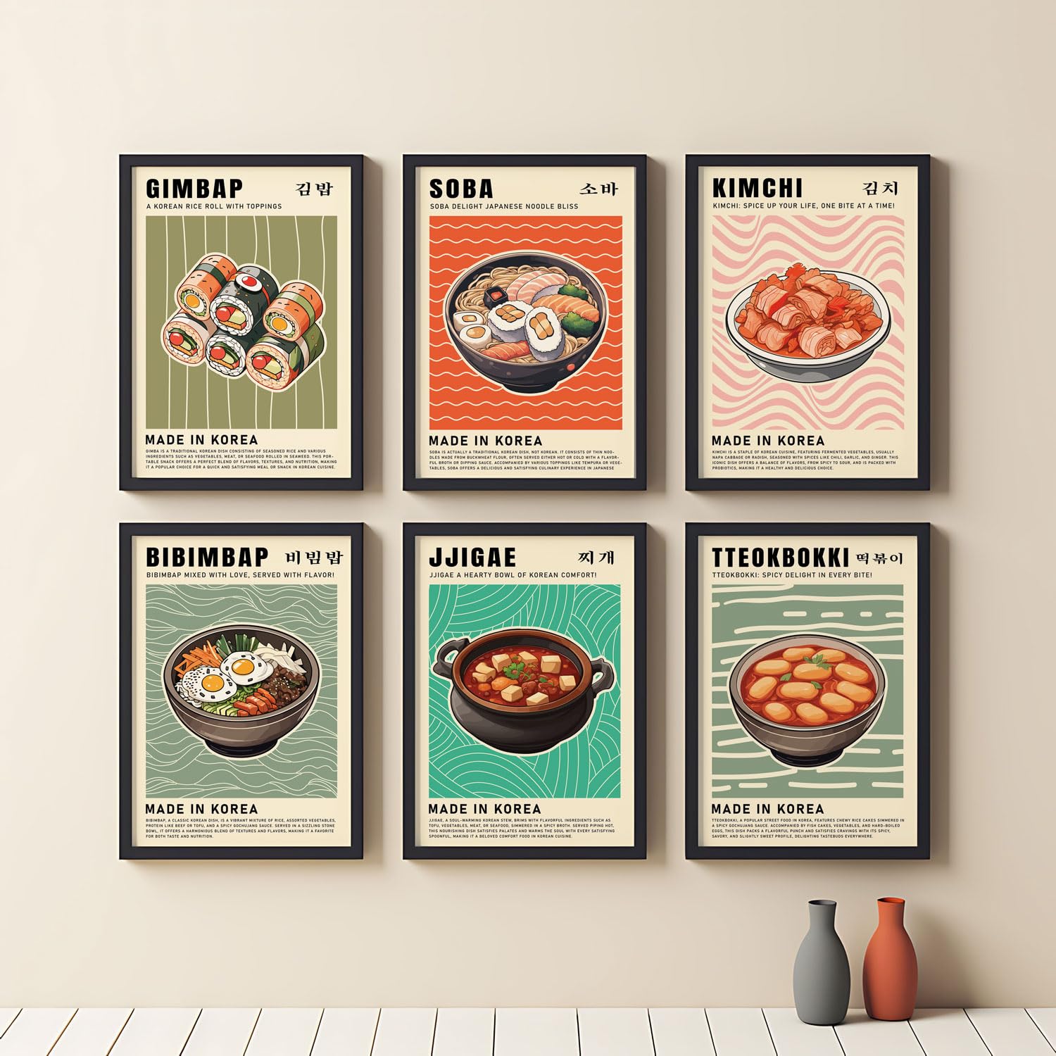 Amazon.com: Generic Korean Food Posters Set of 6 | Korea Colorful Food ...