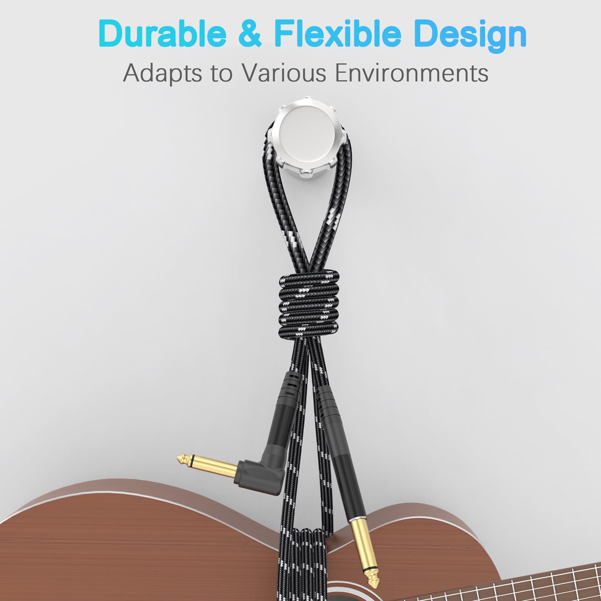 Snapklik.com : 1/4 Inch TS Instrument Cable 6.6ft 2-Pack, Right-Angled ...